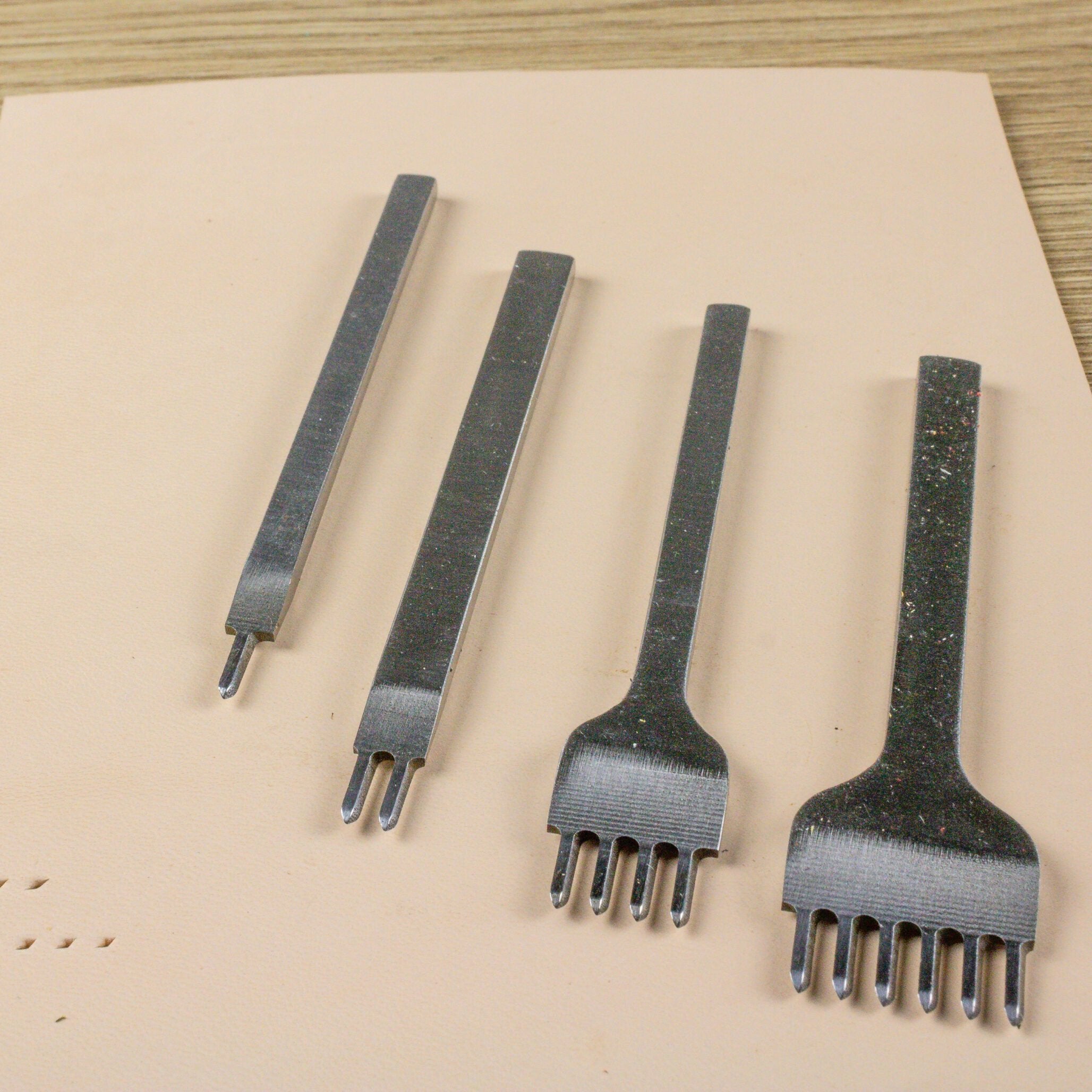 Leather Crafting Chisels Set, 4 x 4mm, 1-4 pronged - Leather4Craft
