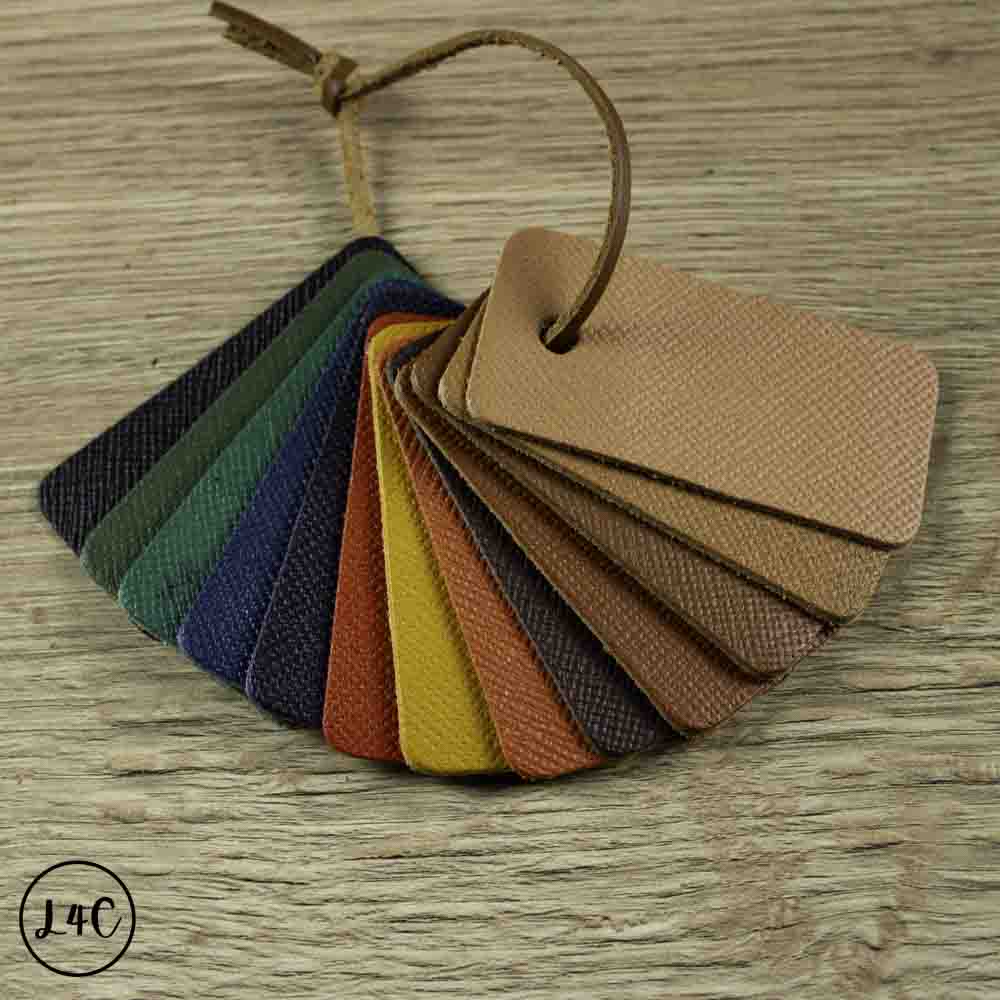 Saffiano Grain Veg Tan Leather Splits, Samples - Leather4Craft